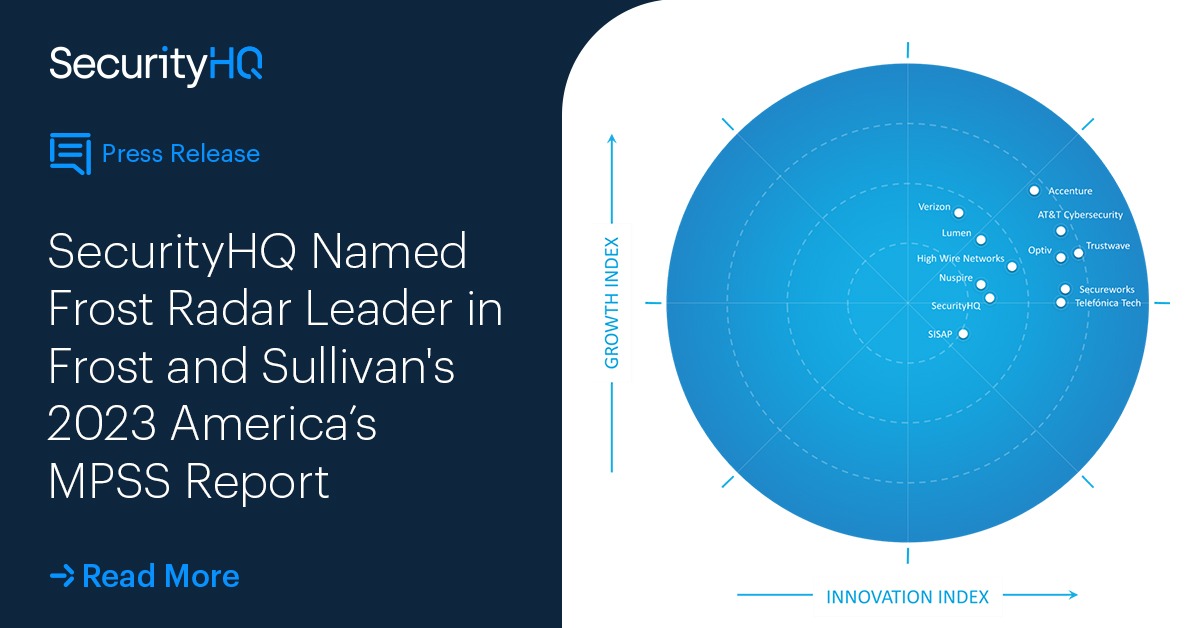 SecurityHQ Named Frost Radar Leader in Frost and Sullivan's 2023 America’s MPSS Report - SecurityHQ